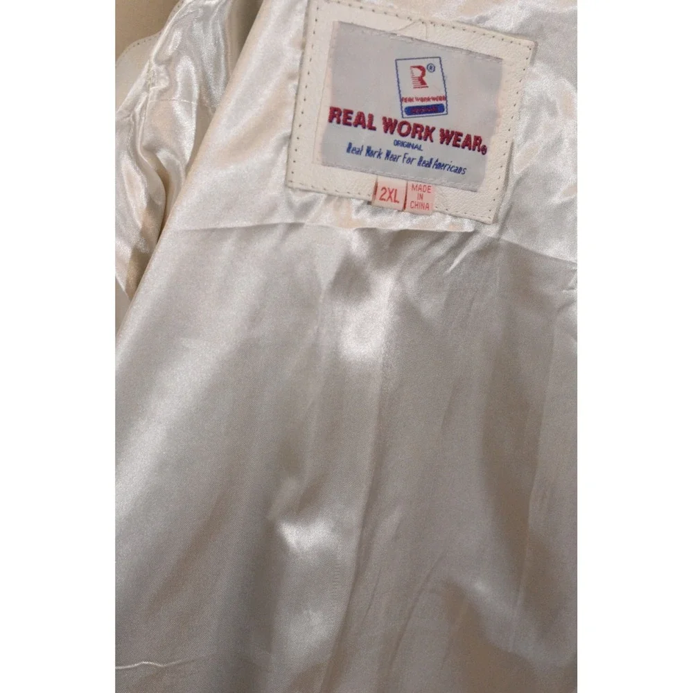 Real Work Wear | Jackets & Coats | Real Workwear White Leather Biker ...